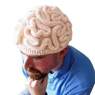 Generic Bonnet tricot&eacute; au crochet pour adultes, cerveau, cerebrum, enfants, personnalit&eacute;, gants dhiver, beige, Taille unique