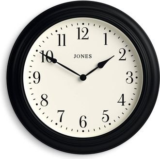 Jones Clocks Supper Club wanduhr | Große Klassische runde Uhr | 40cm | Schwarz | Leicht lesbare Zahlen | Traditionelles Design, ideal für küche oder Wohnzimmer
