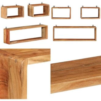 vidaXL 3-tlg. W&uuml;rfelregal-Set Massivholz Akazie - Holz Regal - Akzidenz Holzm&ouml;bel - Wandregal Set - Deko Regal - Wohnwand Regal - Home & Living