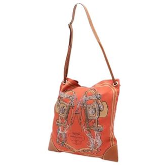 Herm&egrave;s Sac bandouli&egrave;re en soie pr&eacute;-appr&eacute;ci&eacute; - Femme - Pre-owned - Orange - Taille: ONE Size