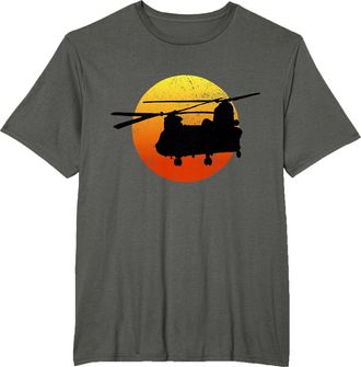 The Salty Veteran CH47 Chinook Silhouette Sunset Milit&auml;rhubschrauber CH47 T-Shirt