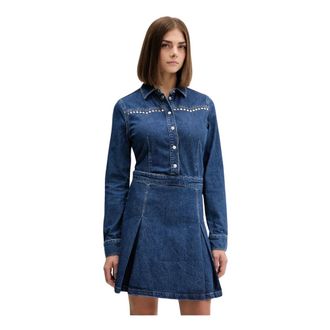 Karl Lagerfeld Femme, Robes, Bleu, Taille: 40 FR Mini Robe Patineuse en Denim