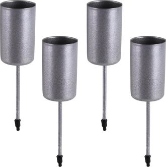 Matches 21 4er Set Kerzenhalter Stecker aus Metall - Moderne, minimalistische Stabkerzenhalter für DIY Adventskranz Silber matt, Ø 2,3 x 4 cm - Kerzenstecker für