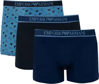 Emporio Armani 3-Pack Trunks - Homme - Sous-v&ecirc;tements - Bleu - Taille: S