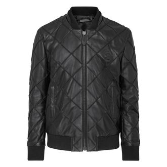 Philipp Plein Homme, Vestes, Noir, Taille: S Leather Bomber Statement
