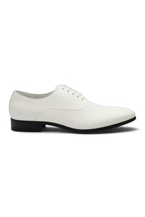 Infinity Leather Herren Wei&szlig;e Formelle Lack-PU-Leder Oxford-Schuhe - M64340