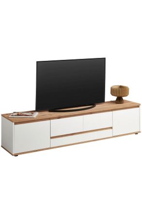 CARRYHOME Lowboard, Wei&szlig;, Eiche Artisan, Holzwerkstoff, 2 Schublade(n) Schubladen, 180x50x42 cm, Wohnzimmer, Wohnw&auml;nde, Lowboards