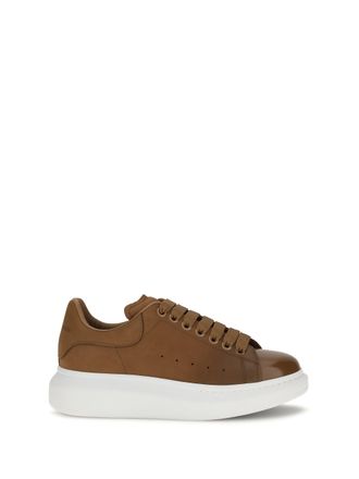 Alexander McQueen Mens Oversized Leather Sneakers Brown Trainers