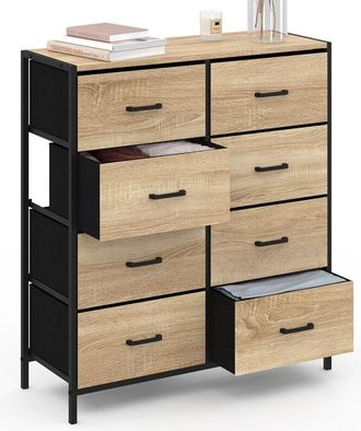 IDMarket Idmarket - Commode 8 tiroirs en tissu utah 80 cm meuble de rangement design industriel