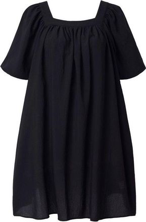 Ulla Popken Minikleid Kleid A-Linie Carr&eacute;-Ausschnitt Ballon-Halbarm
