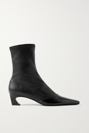Acne Studios Stiefel Aus Leder Mit Lacklederbesatz - Schwarz