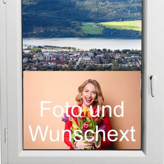 Indigos UG Fensterfolie Blickdicht K&uuml;che mit eigenen Text - personalisiert mit Wunschtext & Foto - Milchglasfolie selbstklebend - Sichtschutzfolie Fenster im Bad