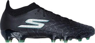Skechers Crackle-Effekt Fu&szlig;ballschuhe mit festem Boden f&uuml;r Herren (Schwarz/Silber)
