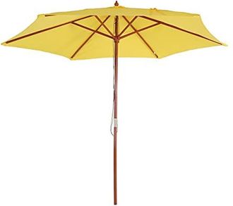 Mendler Parasol Florida, parasol de jardin parasol de marché, Ø 3m polyester/bois - jaune