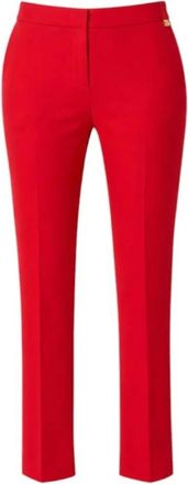 Elisabetta Franchi Femme, Pantalons, Rouge, Taille: 38 FR Pantalon L&eacute;ger en Cr&ecirc;pe avec Breloque Logo