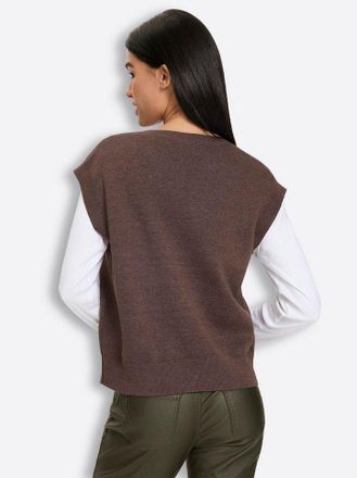 Heine Strickjacke Strickweste &Auml;rmellos Feinstrick, Milano-Ripp