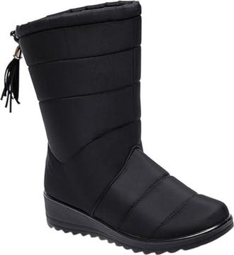 Beaupretty Bottes de Neige Hautes pour Femme Bottines &agrave; Pompons Noires Taille 36 Chaussures DHiver Imperm&eacute;ables et Antid&eacute;rapantes Semelle &Eacute;paisse Stable Chaussur
