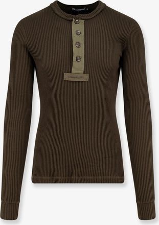Dolce & Gabbana Ribbed cotton sweater with metal logo on the front - DOLCE & GABBANA - gender_Man