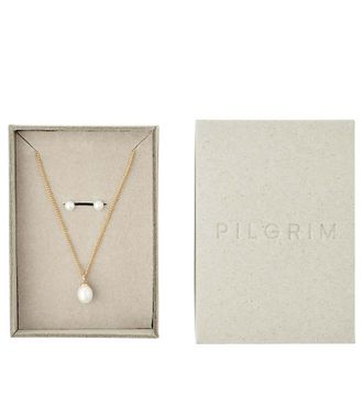 Pilgrim Evena - Coffret cadeau avec collier et boucles doreilles en plaqu&eacute; or-Blanc