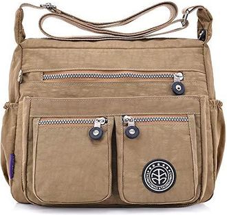 Generic Sac &agrave; bandouli&egrave;re en nylon pour femme, couleur unie, sac &agrave; bandouli&egrave;re en toile, kaki, Taille unique