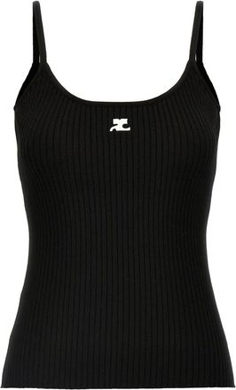 Courr&egrave;ges Femme, Tops, Noir, Taille: 42 FR Reedition Rib Knit Tank Top