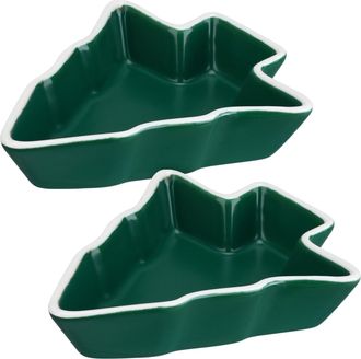 Cabilock Weihnachtsteller Weihnachtsdekoration Serviertablett 2 Stück Weihnachtsbaumförmige Teller Keramik Soßenteller ServierschalenFür Süßigkeiten Snacks Kek