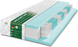 Dreamstar Ergo Flex XXL Duo Taschenfederkernmatratze 180x200cm | ergonomische 7-Zonen Matratze | &Ouml;ko-TEX | H2 (0-80kg) & H3 (80-100kg) | Hypoallergen & Antibakt