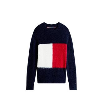 Tommy Hilfiger Pull &agrave; drapeau en laine m&eacute;lang&eacute;e