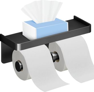 Generic Toilettenpapierhalter mit Doppelrolle - Tissuehalter mit Ablage, Wandmontierter Toilettenpapierspender |