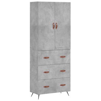vidaXL Vidaxl - Credenza Grigio Cemento 69,5x34x180 Cm In Legno Multistrato
