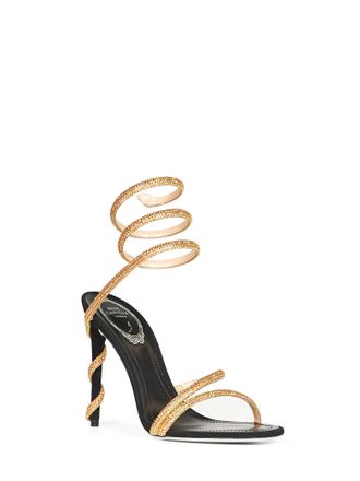 Rene Caovilla Womens Sandals Margot 105 Crystal Black Fabric And Leather