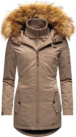 Marikoo Damen Warmer Winterparka mit Kapuze Sanakoo Taupe Gr. XXL