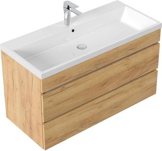 Magnolia Home Badm&ouml;bel Via 100 SoftClose eiche gold mit grifflosen Schubladen