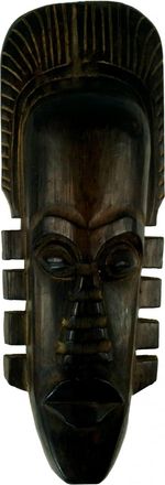 Guru Shop Kleine Abstrakte Maske, Wandschmuck, Ethno Wanddekoration aus Balsaholz - Modell 19, 50x17x6 cm