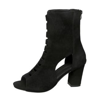 Generic Bottines &agrave; bout ouvert avec fermeture &eacute;clair pour femme - Coupe tendance - Talon haut - Sandales d&eacute;t&eacute; d&eacute;contract&eacute;es, Noir, 40.5 EU