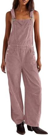 Generic Salopette dhiver ample en velours côtelé pour femme - Coupe ample - Jambes larges - Sans manches - Mignon bretelles réglables - Salopette avec poches,