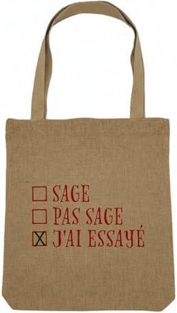 Fabulous Sac Shopping Tote Bag Aspect Lin - Sage Pas sage Jai Essay&eacute; Noel Hiver Cadeau P&egrave;re Noel - Sac de Courses Toile Epaisse 360g Beige Naturel Cabas Port&eacute; 