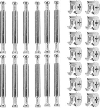 BESPORTBLE 10 St&uuml;ck 3 In 1 Doppelkopf Nockenverbinder aus Eisen 48mm mit D&uuml;bel Verstellbarer M&ouml;belverbinder f&uuml;r Schrankfronten und Schubladenbefestigung