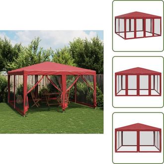 vidaXL Vidaxl - Tente de f&ecirc;te avec 8 parois lat&eacute;rales en maille rouge 4x4m pehd - Tente De F&ecirc;te - Tentes De F&ecirc;te - Tente - Tente De Gazebo
