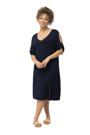 Ulla Popken Damen Strandkleid Heather Kleid, Marine, 46-48