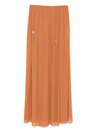 Forte_Forte jupe à ornements en cristal - Marron