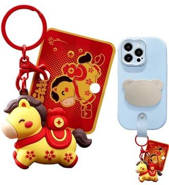 Generic Porte-cl&eacute;s cheval &agrave; suspendre pour le Nouvel An chinois 2026 - Breloque pour sac &agrave; dos souvenir pour femmes, hommes, adultes, adolescents, bureau, &eacute;co