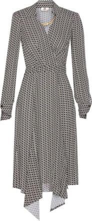 Elisabetta Franchi Femme, Robes, Noir, Taille: 38 FR Robe en georgette &agrave; imprim&eacute; g&eacute;om&eacute;trique