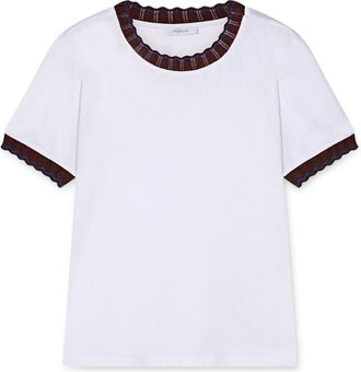 Motivi Femme, Tops, Blanc, Taille: 38 FR T-shirt avec bordures en maille