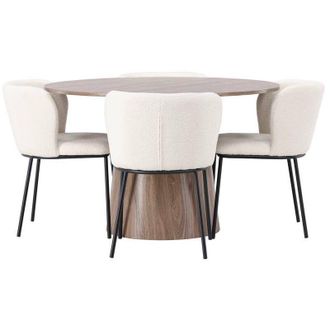 ebuy24 Lanzo Essgruppe Tisch natur und 4 Edina St&uuml;hle wei&szlig;