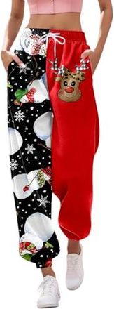 Generic Pantalon de surv&ecirc;tement imprim&eacute; de no&euml;l pour Femmes, Poches, Taille Haute, Sportif, Coupe athl&eacute;tique, surv&ecirc;tement Leggings Molleton