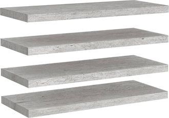 Generic Schwebendes Wandregal, 4 St&uuml;ck, MDF, Hochglanz-Wei&szlig;, Schwebendes Regal, 23/40/50/60/80/90/120 cm, Wandregal f&uuml;r Wohnzimmer/Arbeitszimmer/Bad/K&uuml;che (80