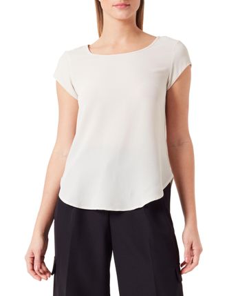Only Damen Einfarbige Kurzarm Bluse Basic Rundhals Ausschnitt Blusen T-Shirt Blouse Oberteil ONLVIC, 15142784,Moonbeam,38