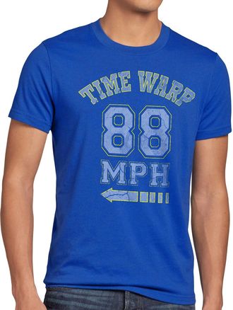 style3 Time Warp 88mph Herren T-Shirt Zukunft McFly Marty Gamer College, Gr&ouml;&szlig;e:L, Farbe:Blau