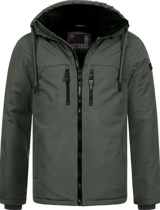 Alessandro Salvarini Herren Winterjacke AS-332 mit Teddyfell & Kapuze